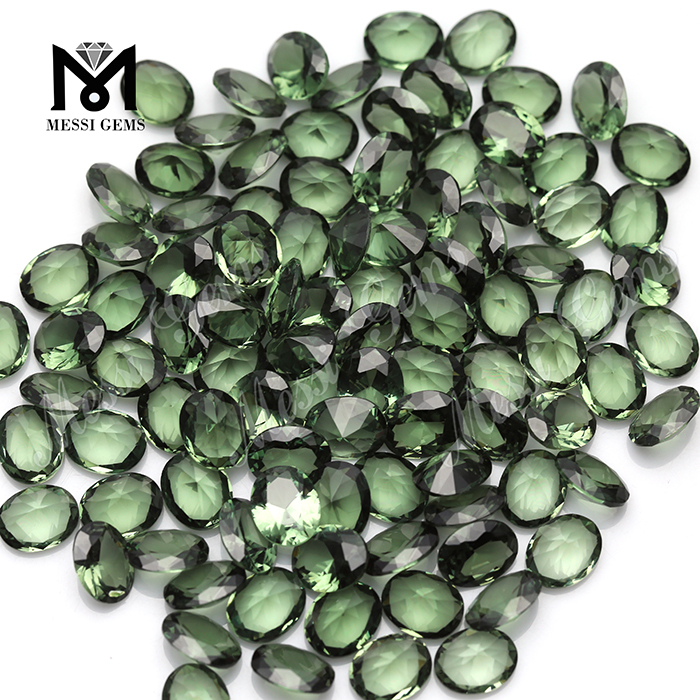 8x10mm Oval Machine Cut Synthetic Green Spinel Gemstone