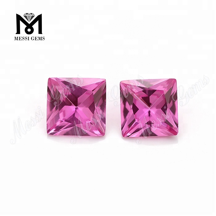 #2 synthetic pink corundum stones ruby princess cut for jewelry setting