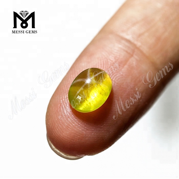 Wholesale Cabochon Oval Synthetic Yellow Star Sapphire Stone