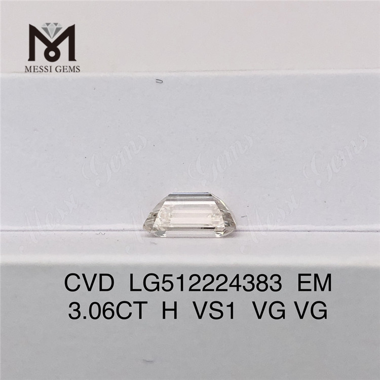 3.06CT H 3ct loose man made diamonds EMERALD CUT man made diamonds EX VG - Buy 3ct cvd diamond ...