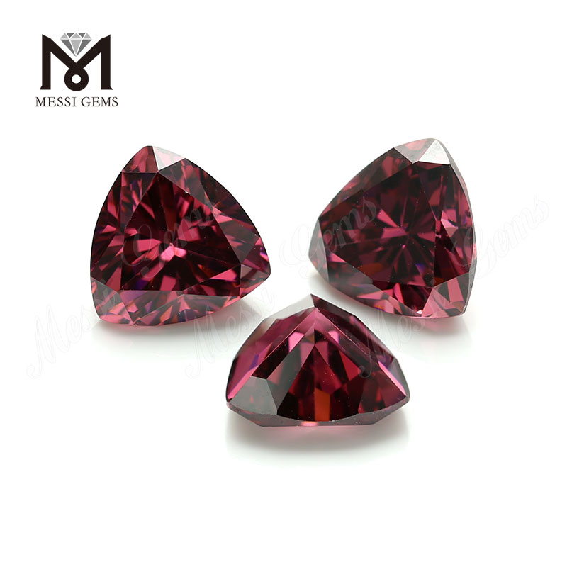 Wholesale Loose trillion shape 10 x 10mm CZ rhodolite Cubic Zirconia Stone