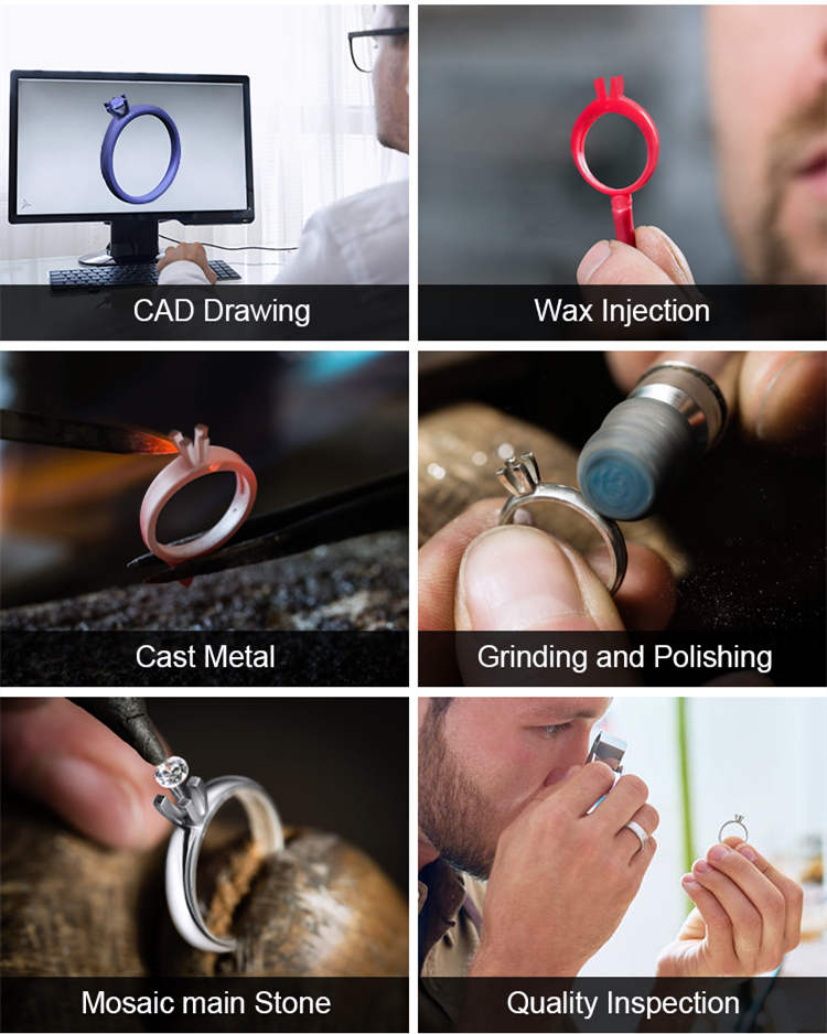 6 prong 14k 18k white gold lab diamond engagement ring