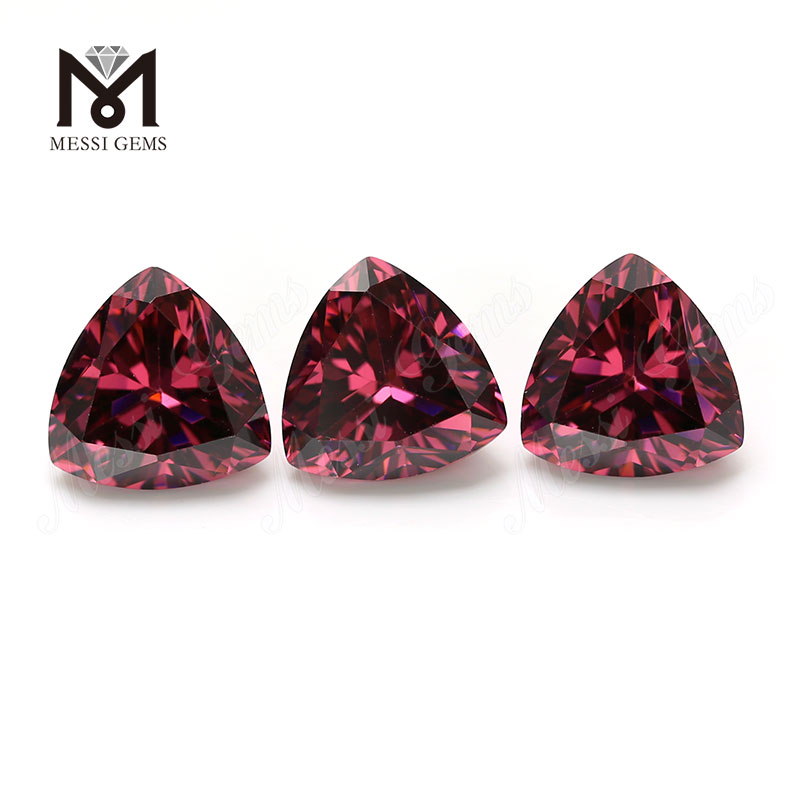 Wholesale Loose trillion shape 10 x 10mm CZ rhodolite Cubic Zirconia Stone