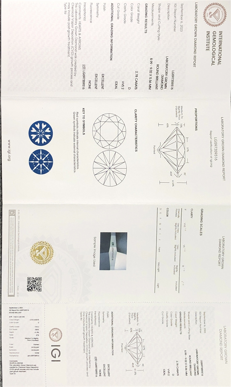 2.78CT D VVS2 ID EX EX cvd diamond price list丨Messigems